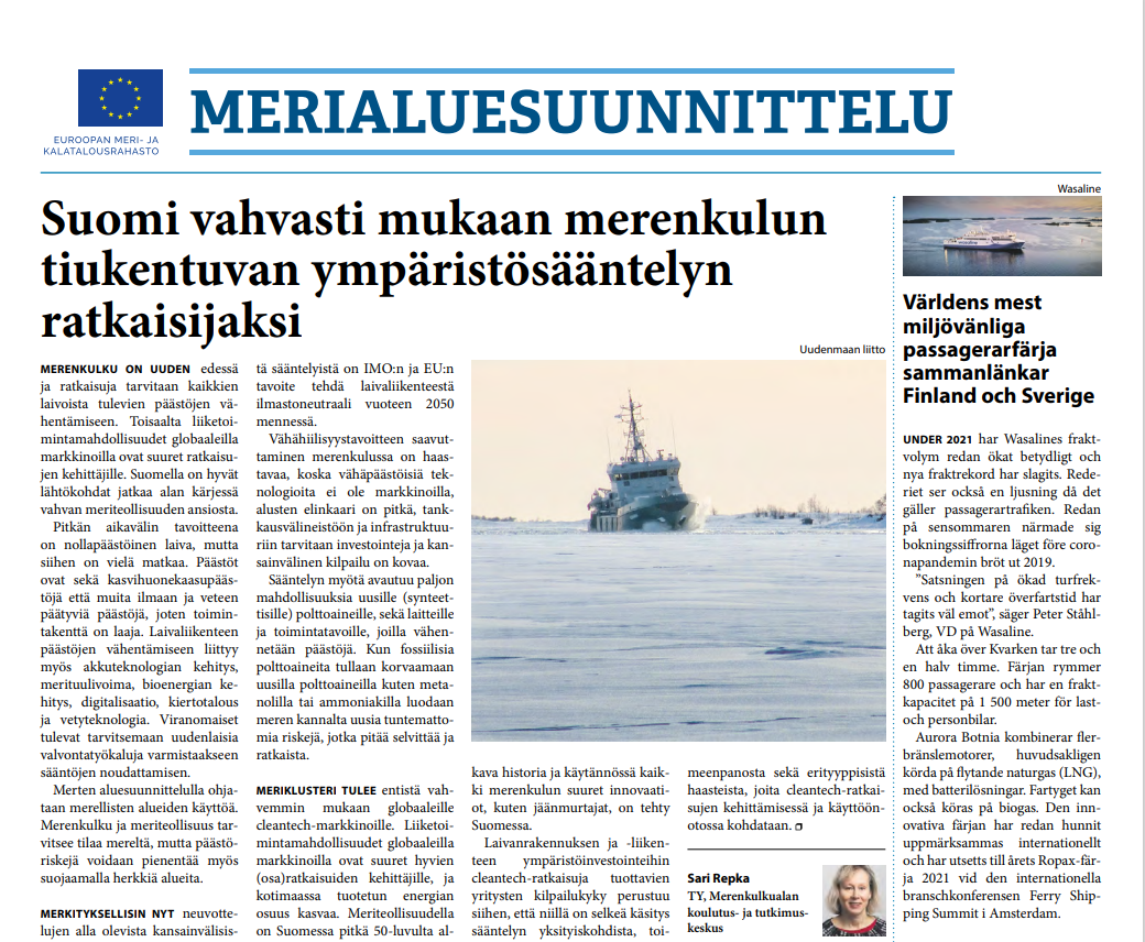 Merialuesuunnittelun sanomalehti nyt digitaalisena versiona ...